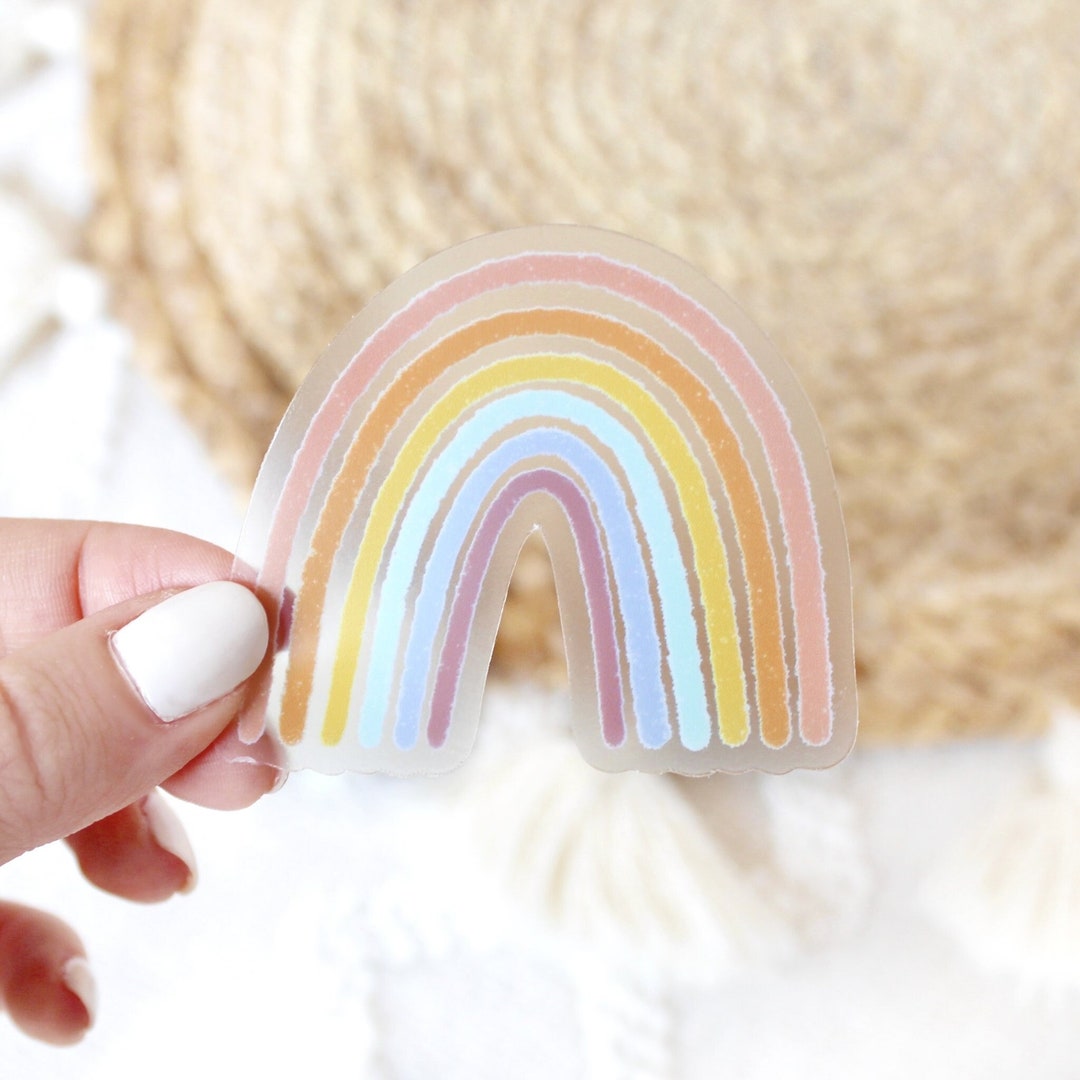 Clear Pastel Rainbow Sticker, 2.5x2.5in. - Etsy