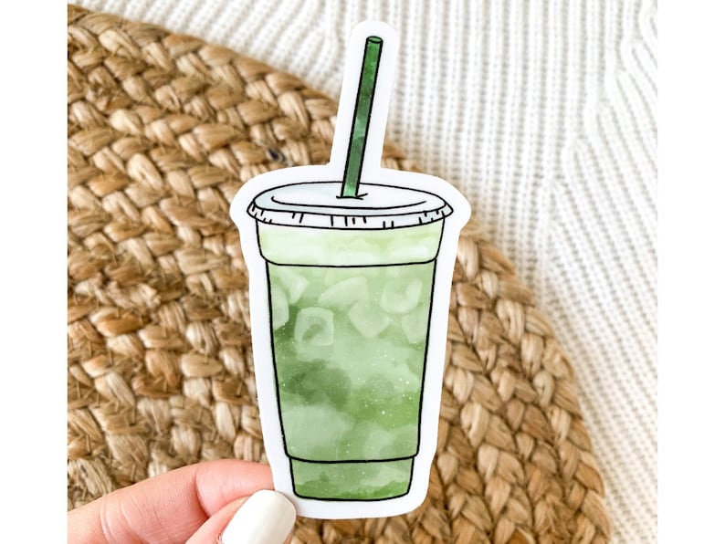 Iced Matcha Green Tea Latte Sticker 4x2 In. - Etsy