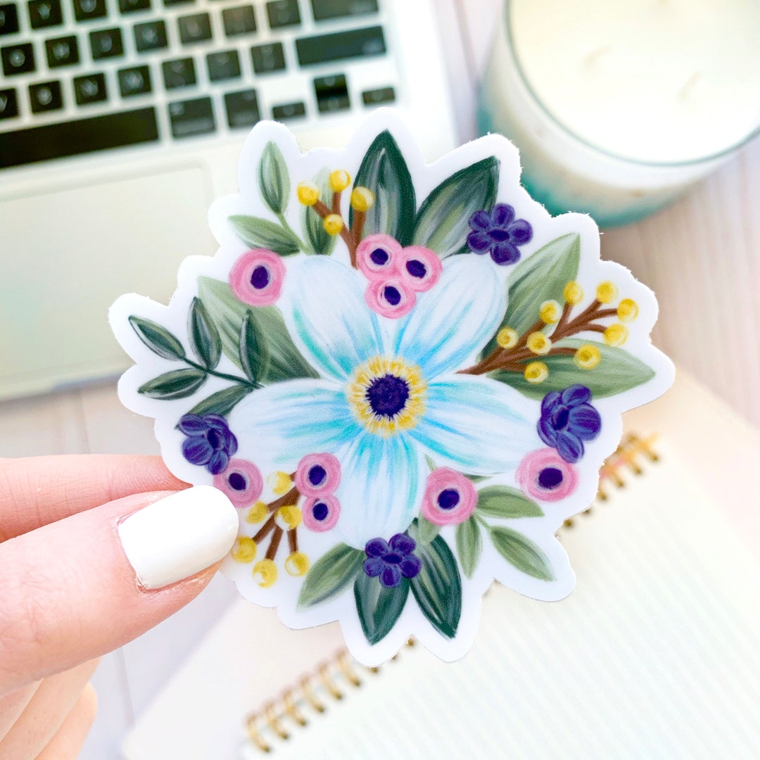 Blue Daisy Sticker, 3x3 In. - Etsy