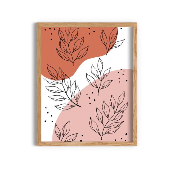 Pink Leaves Art Print - Etsy