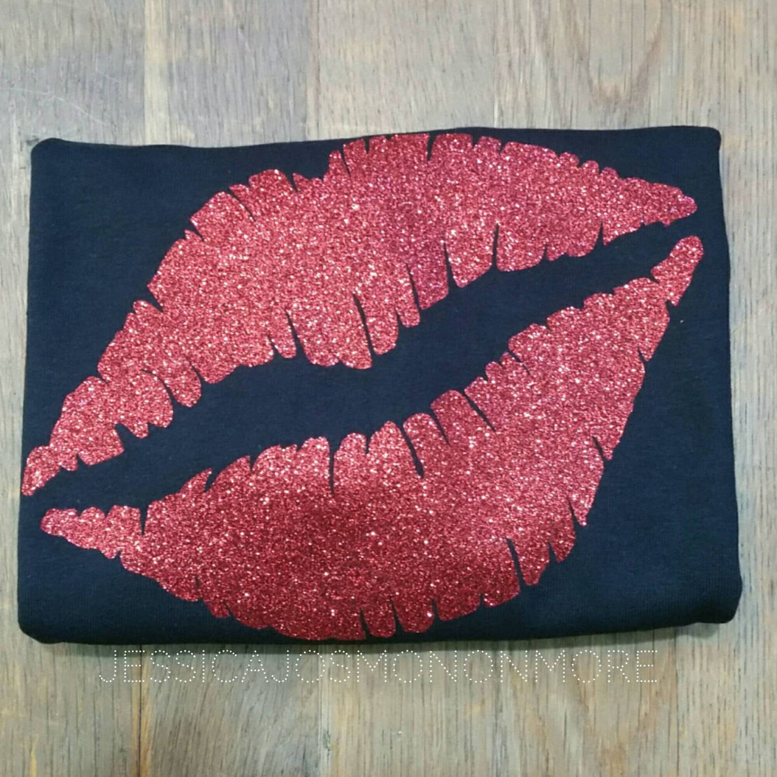 Lips Shirt Lipstick Shirt Kiss Shirt Fashion Red Glitter Lips Etsy
