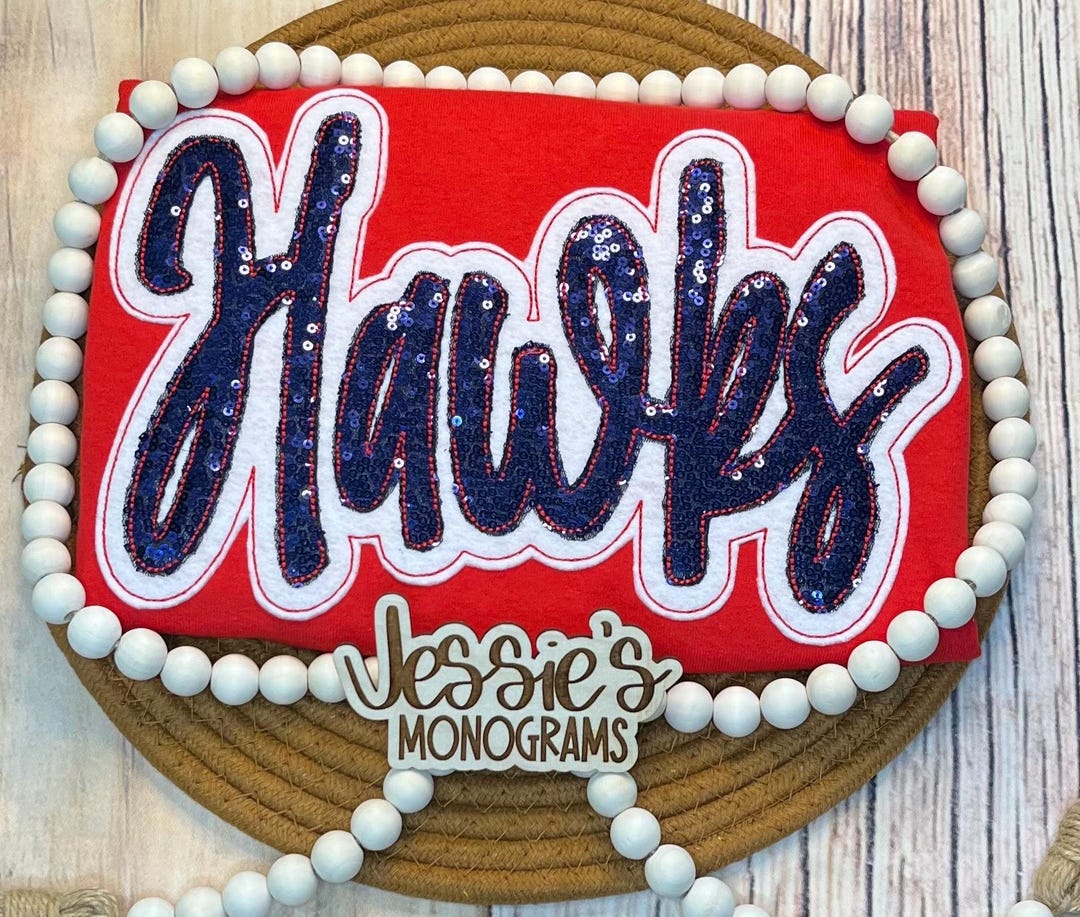 Hawks T-shirt, Sequin T-shirt, Hawks Mascot, Youth and Adult - Etsy