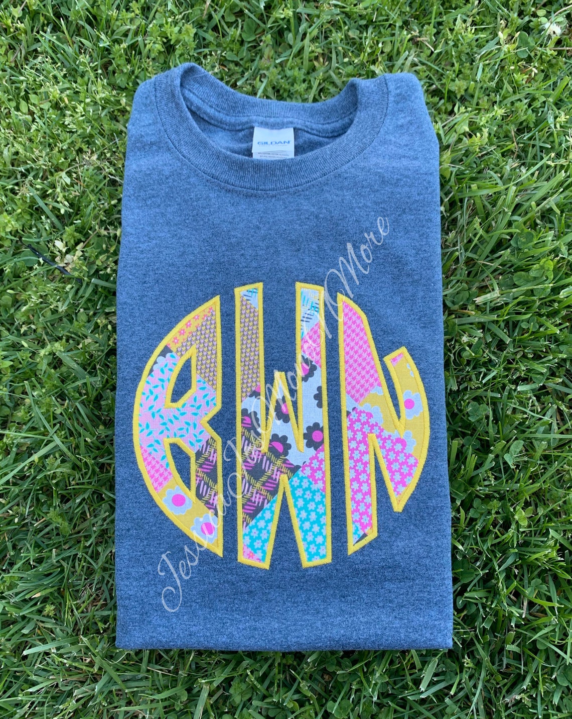 Applique Monogram Shirt – Dark Heather Gray Tee, Bridal Gift - Etsy