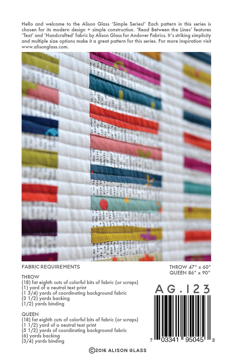 Read Between the Lines Quilt Pattern Alison Glass Nicole - Etsy