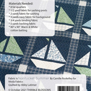 Sail Quilt Pattern - Thimble Blossoms - Camille Roskelley - Fat Quarter Friendly - 70” X 80” - Etsy