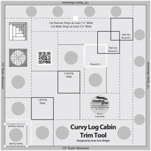 Creative Grids 8 Inch Curvy Log Cabin Trim Tool Quilt Ruler CGRJAW1 ...