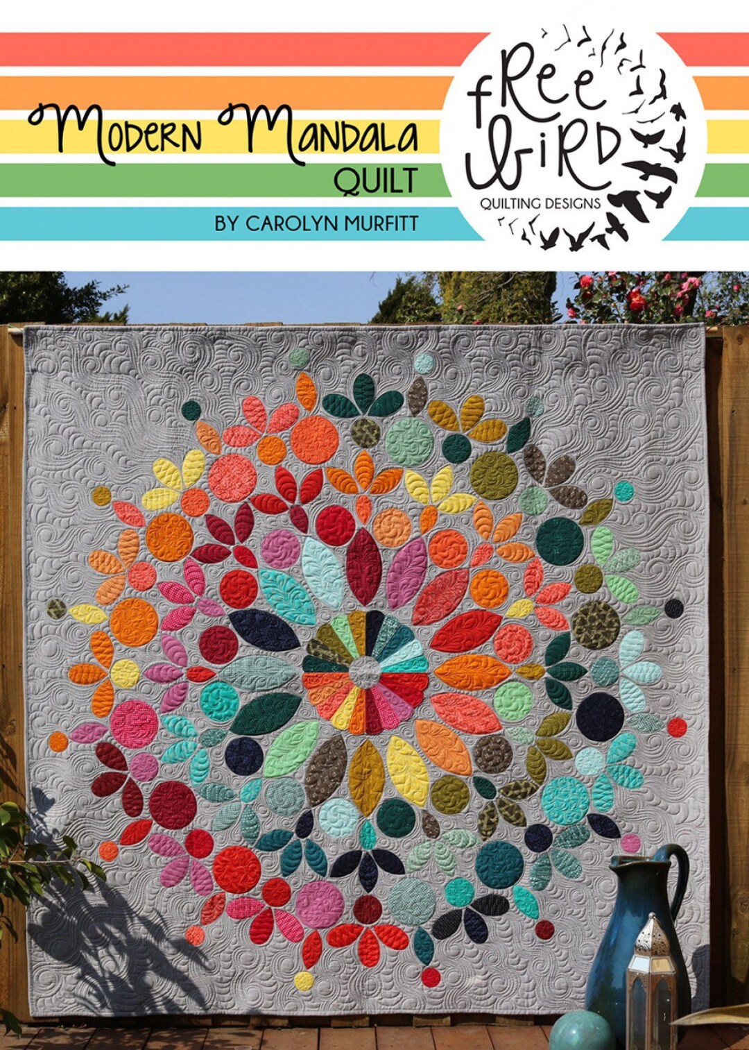 Modern Mandala Quilt Pattern - Free Bird Quilting Designs - Carolyn ...