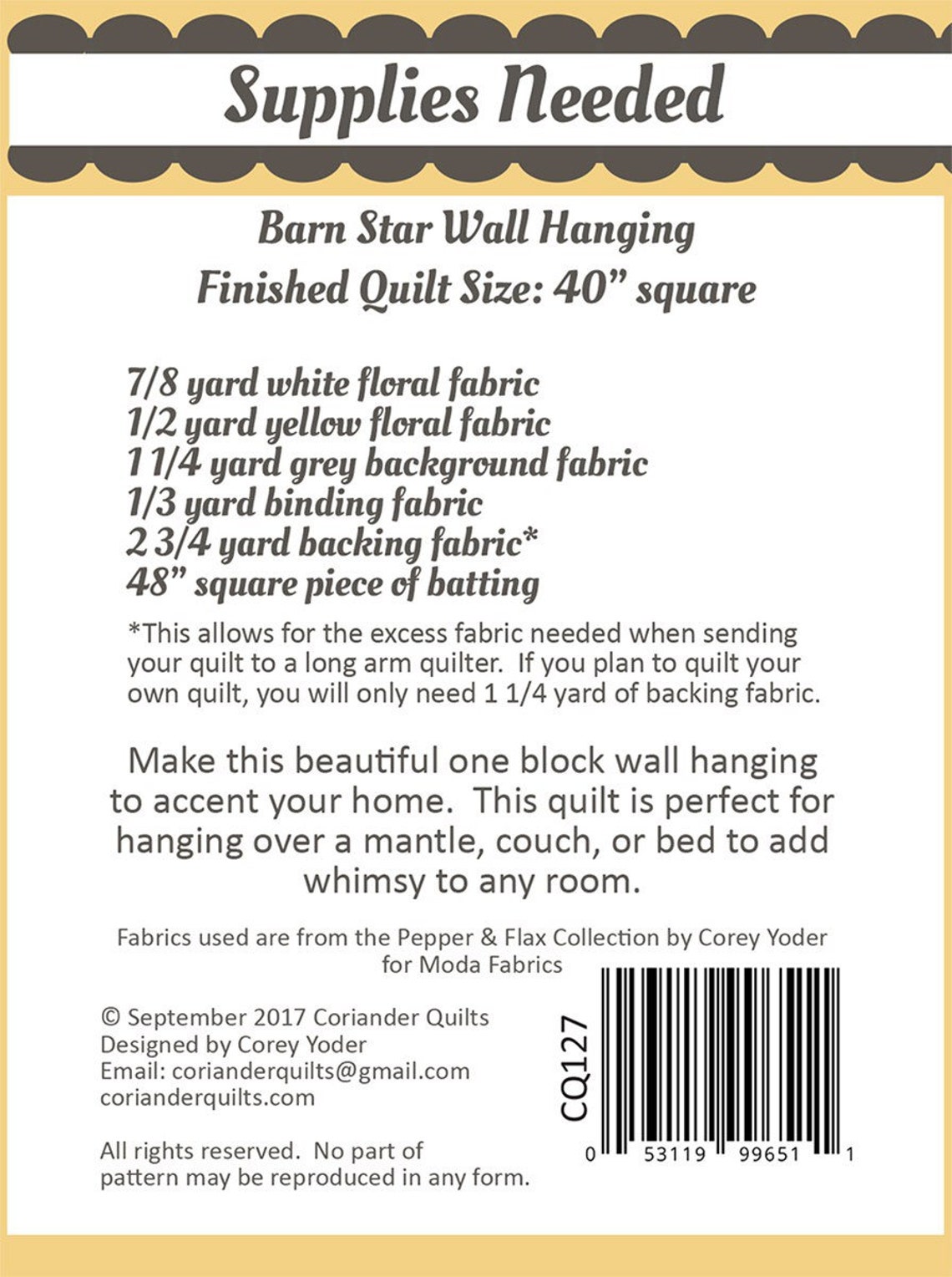 Barn Star Quilt Pattern Coriander Quilts Corey Yoder - Etsy