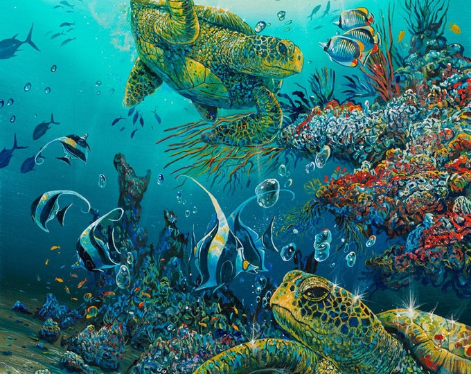 Sea Turtle Quilt Panel - 36” X 42” - Four Seasons by David Textiles - Etsy