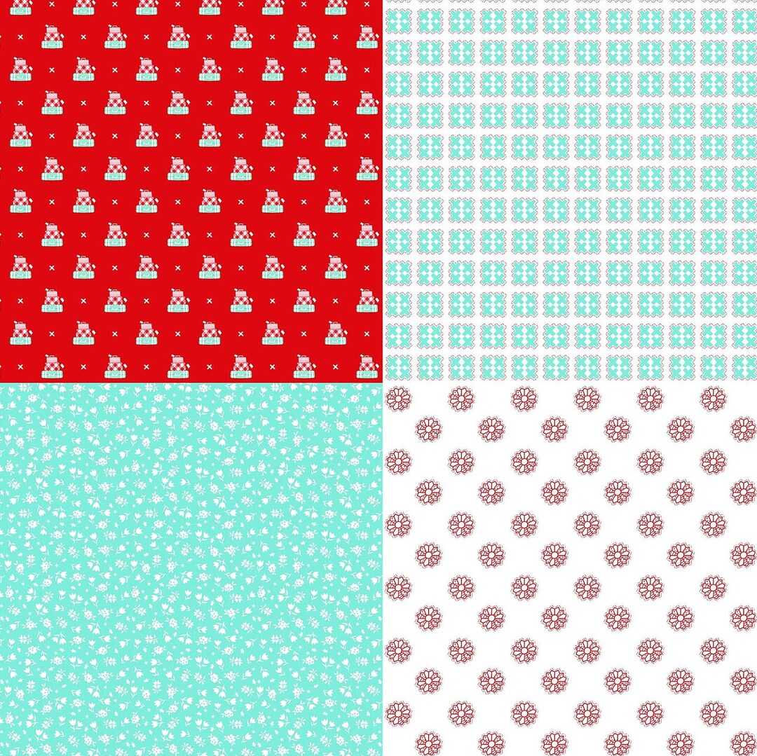 A Little Sweetness Fabric - Aqua Fat Quarter Panel - Tasha Noel ...
