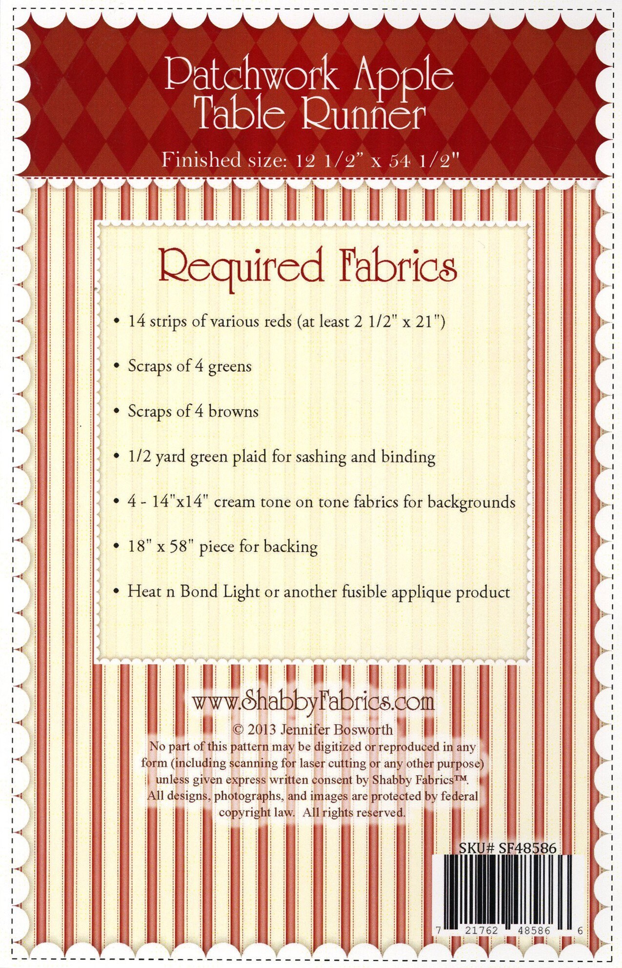 Patchwork Apple Table Runner Pattern Shabby Fabrics - Etsy