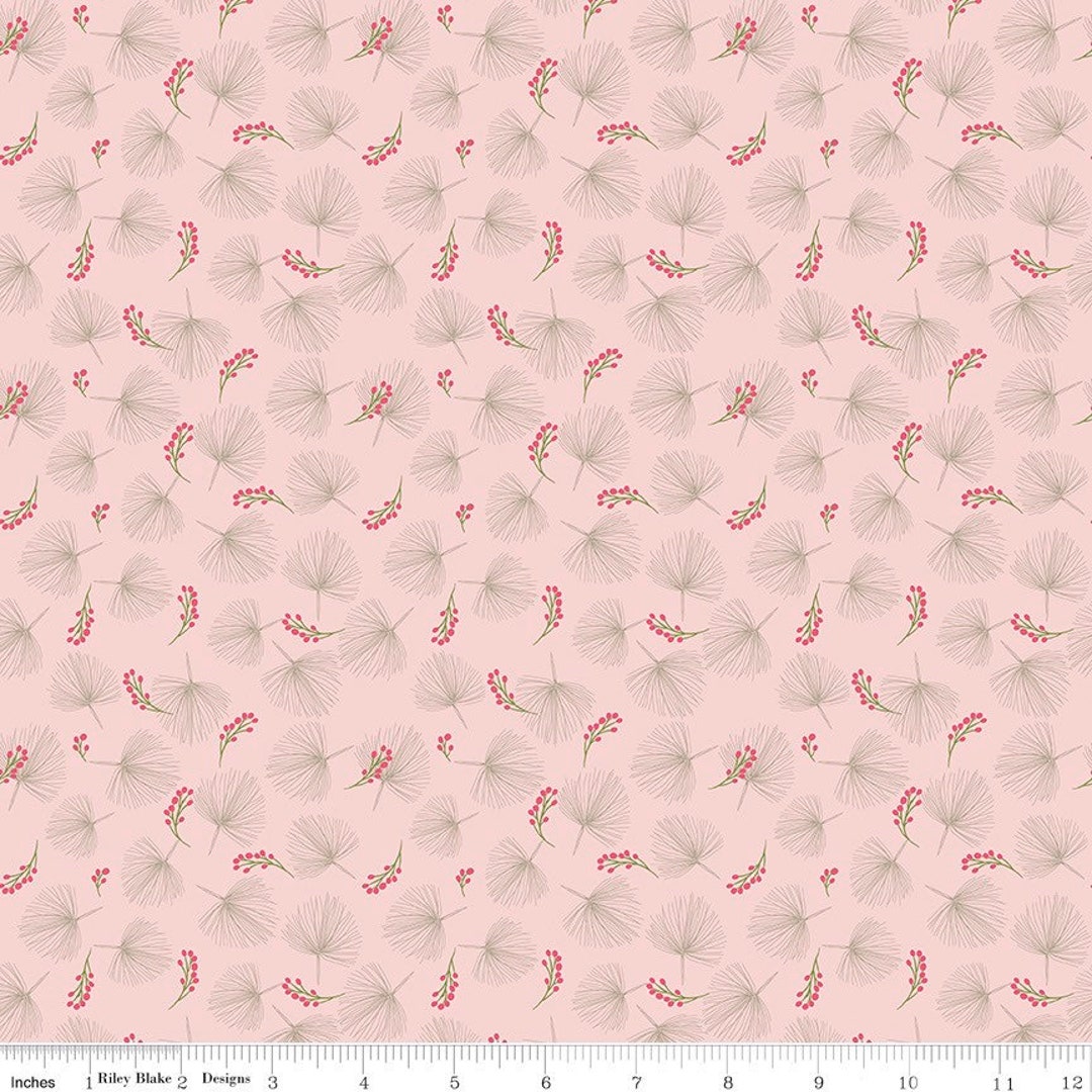 Enchanted Meadow Fabric by the Half Yard BTHY Pink Pine Needles Beverly ...