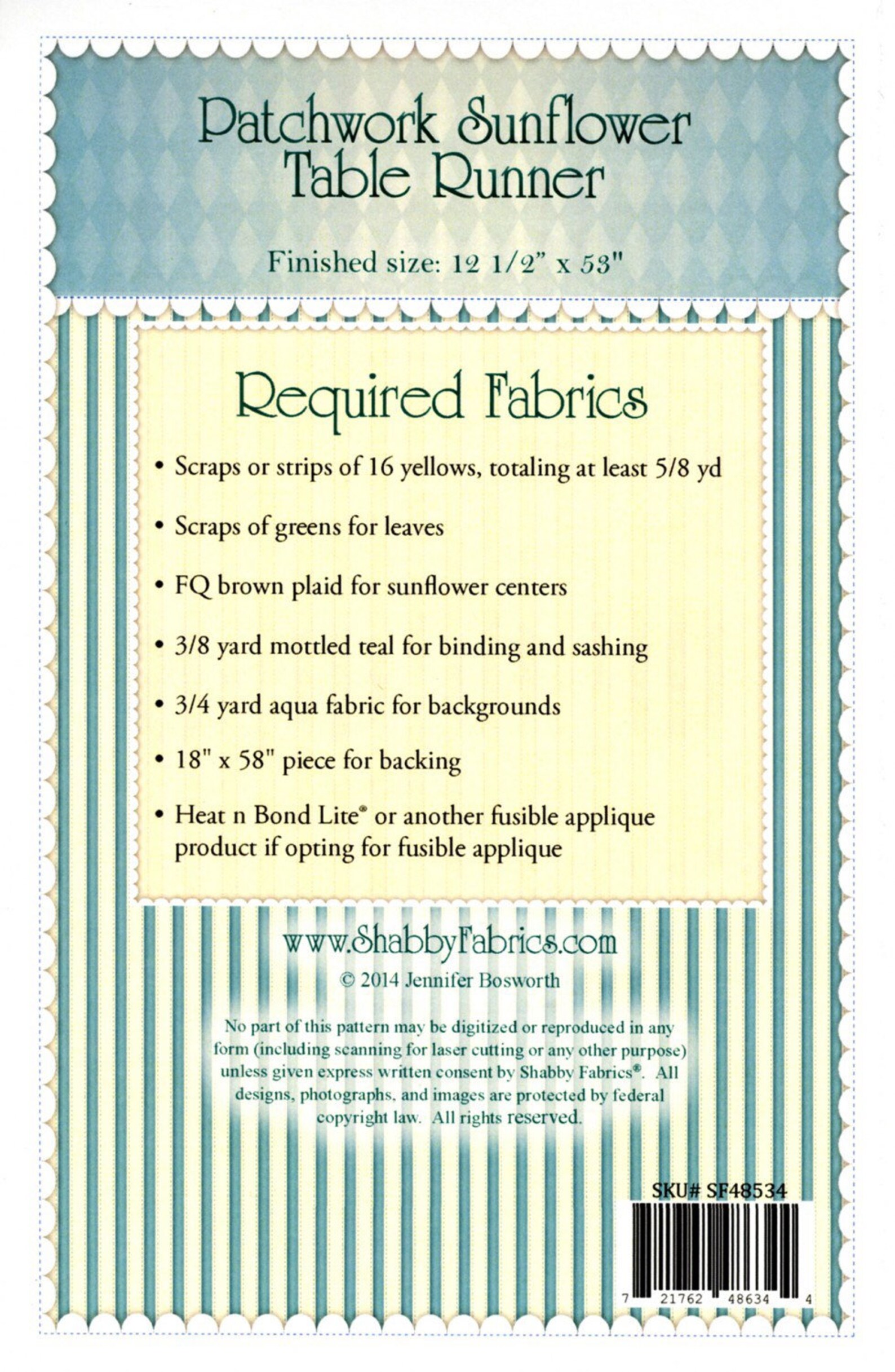 Patchwork Sunflower Table Runner Pattern Shabby Fabrics - Etsy