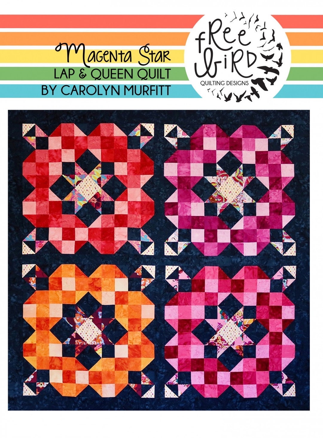 Magenta Star Quilt Pattern - Free Bird Quilting Designs - Carolyn ...