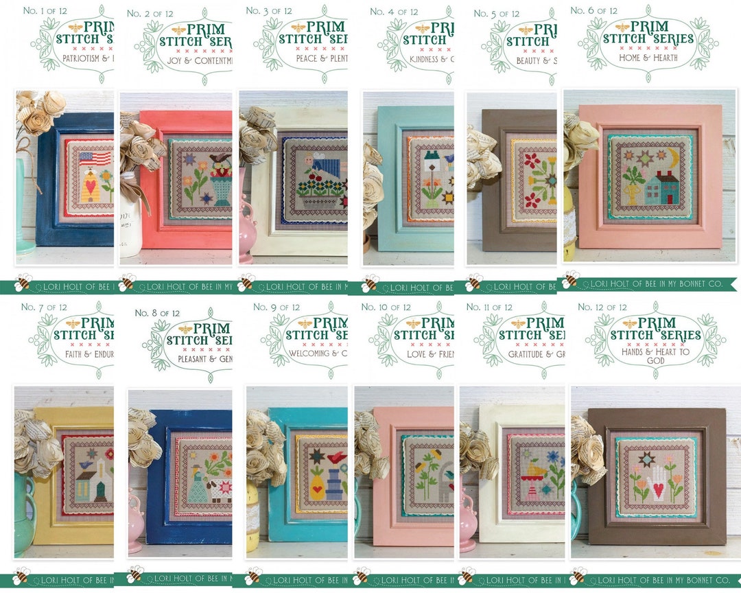 Prim Stitch Series Complete Set 12 Patterns Cross Stitch Pattern Lori ...