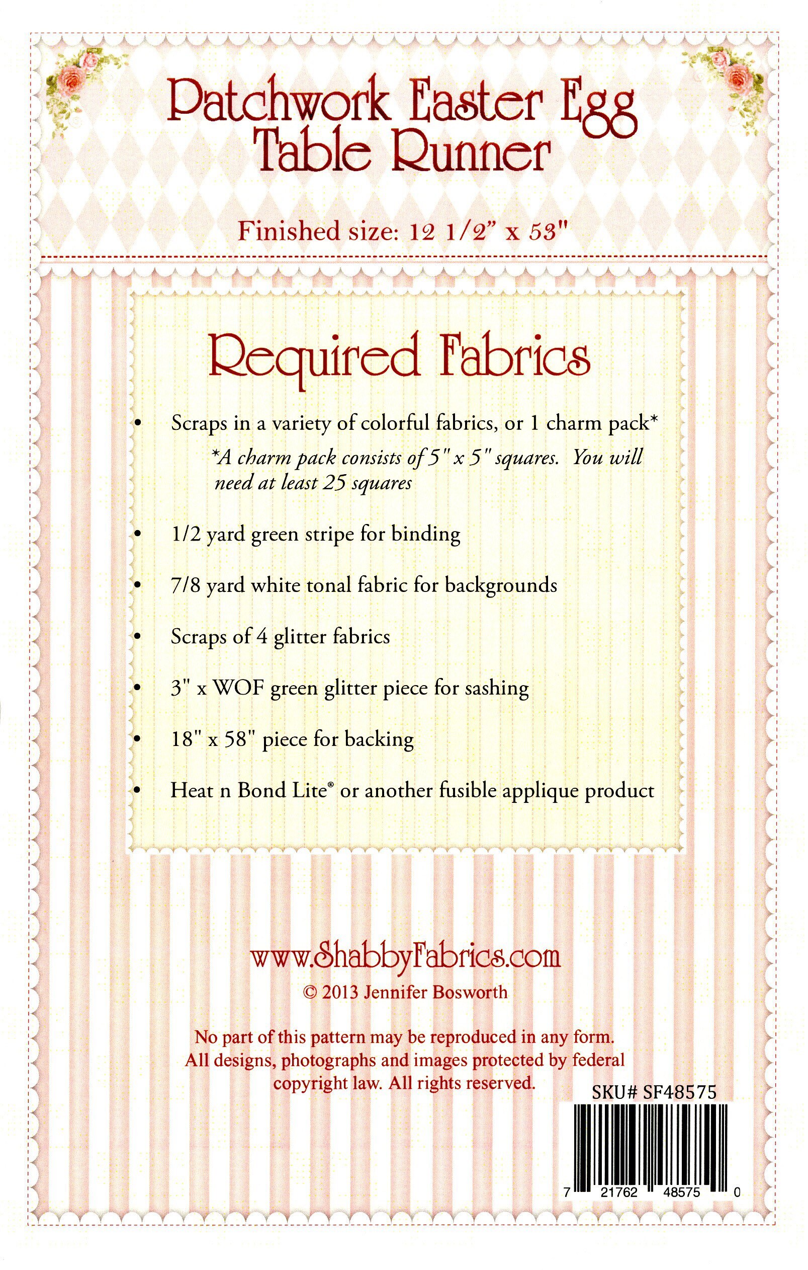 Patchwork Easter Egg Table Runner Pattern Shabby Fabrics - Etsy