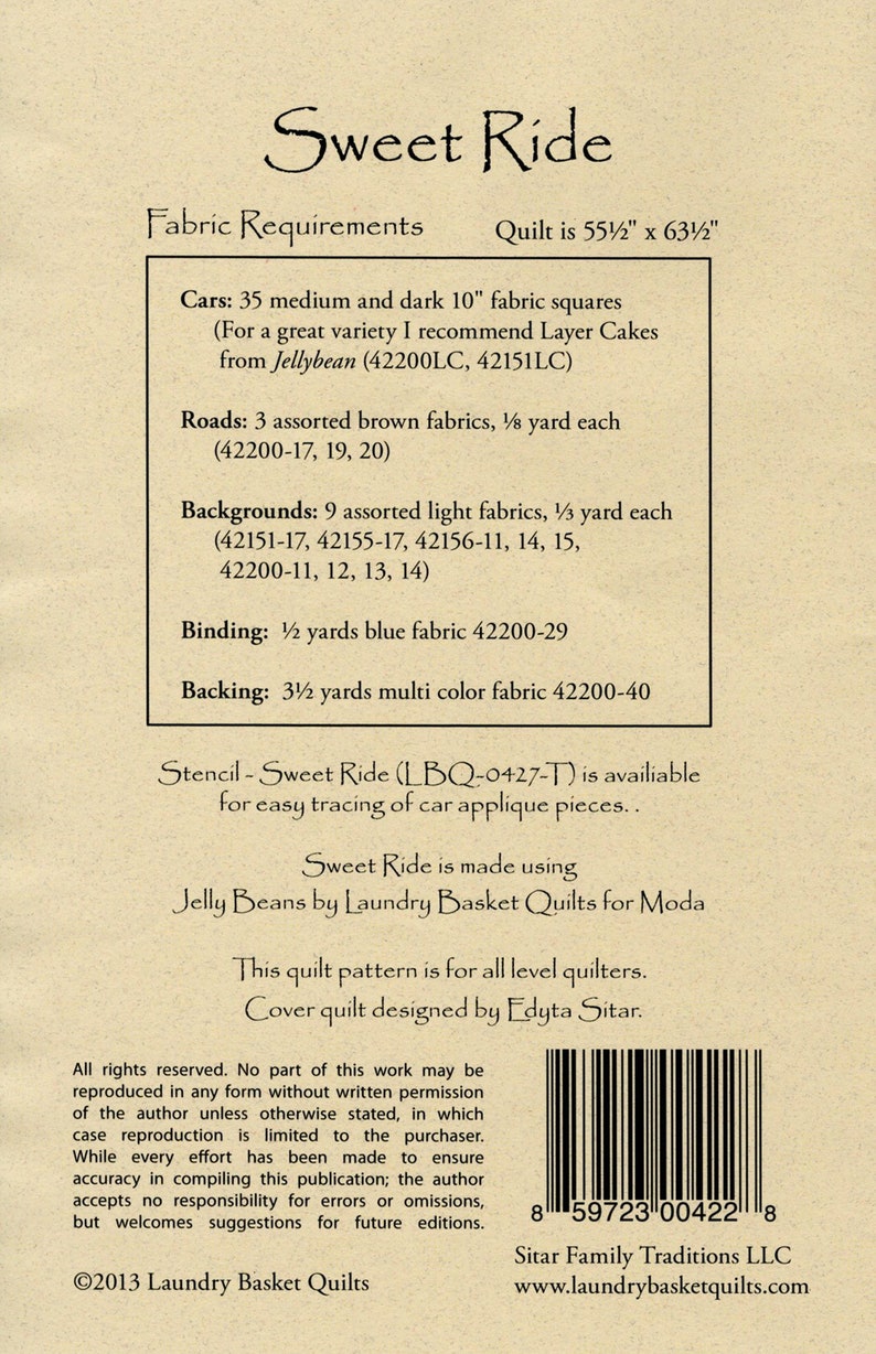 Sweet Ride Quilt Pattern Laundry Basket Quilts Edyta Sitar - Etsy