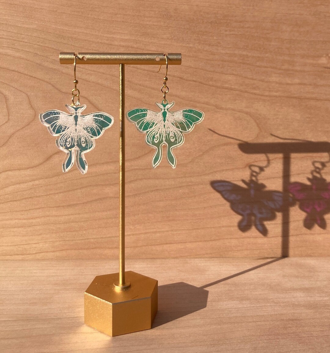 Iridescent Moth Earrings, Acrylic Earrings, Bug Earrings, Statement Earrings - Etsy