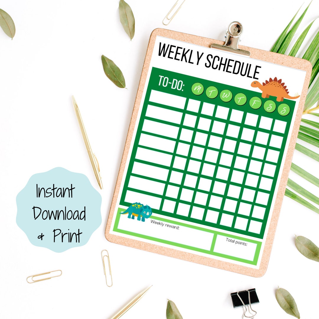 EDITABLE Instant Print Dinosaur Daily & Weekly Schedule Bundle - Etsy UK
