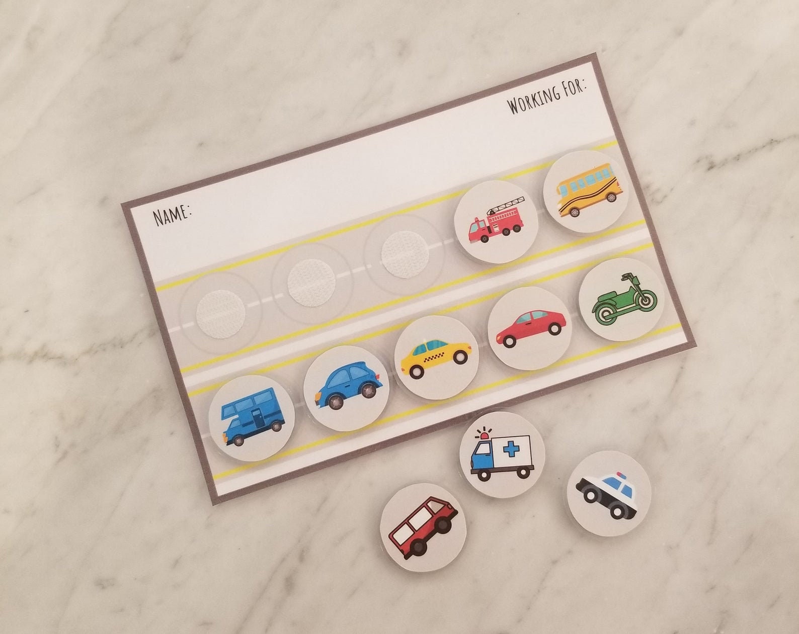 DIGITAL Download Vehicles and Cars Token Board PDF - Etsy