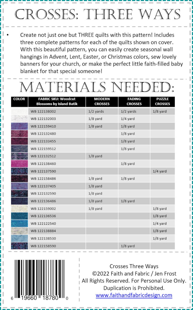 Crosses: 3 Ways a Christian Cross Quilt Pattern - Etsy