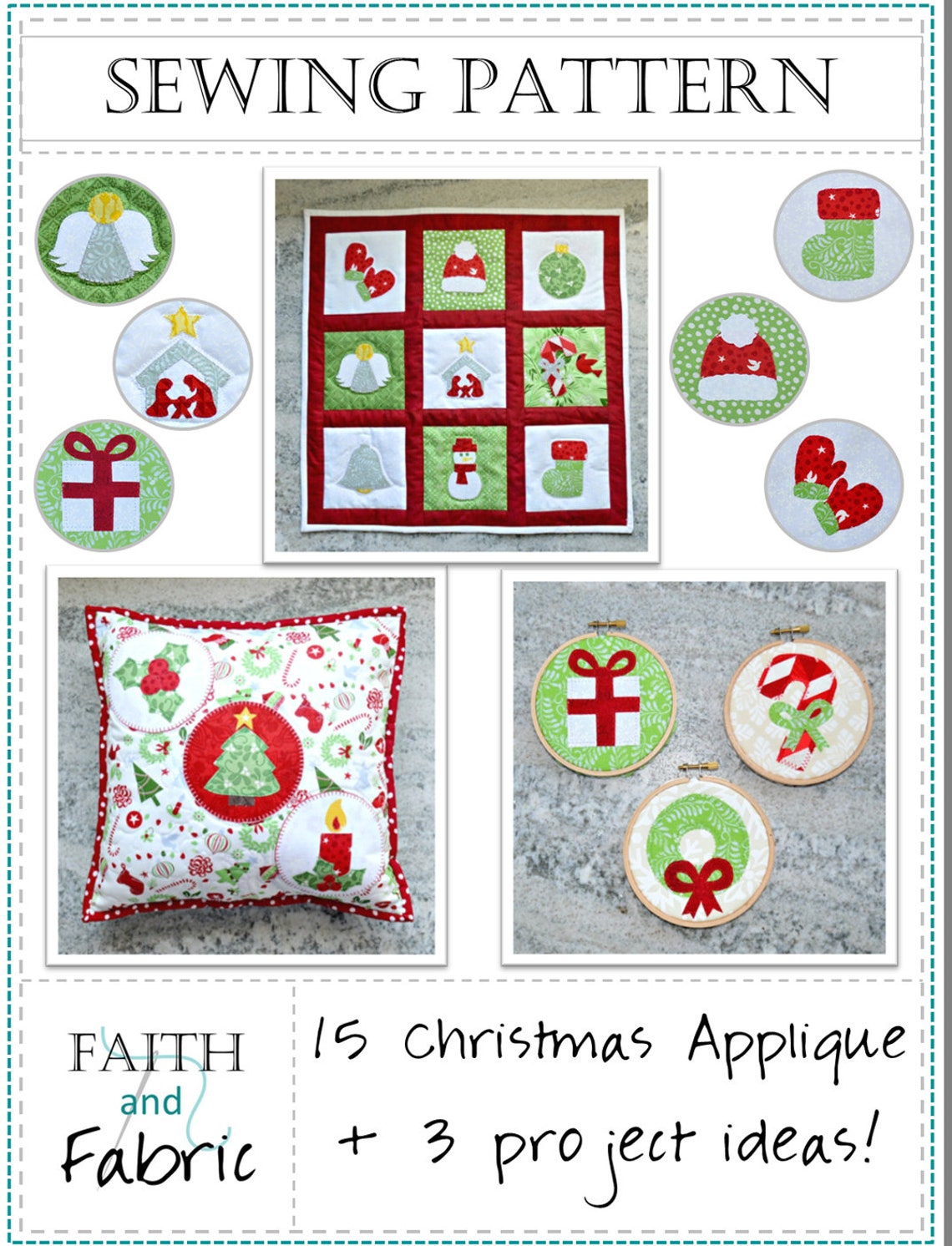 Pattern: Christmas Applique for Quilt and Sewing - Etsy