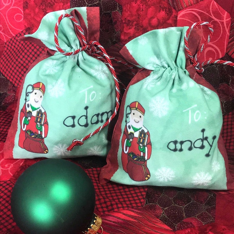 Fabric: Sew a Set of St. Nick Treat Bags Saint Nicholas Gift | Etsy
