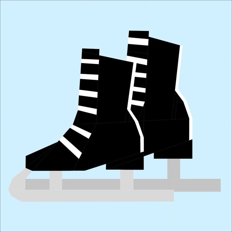 Ice Skates Quilt Block Ice Skating Hockey Quilt Pattern | Etsy