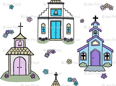 Fabric: Springtime Chapels Church fat Quarter or by the Yard - Etsy