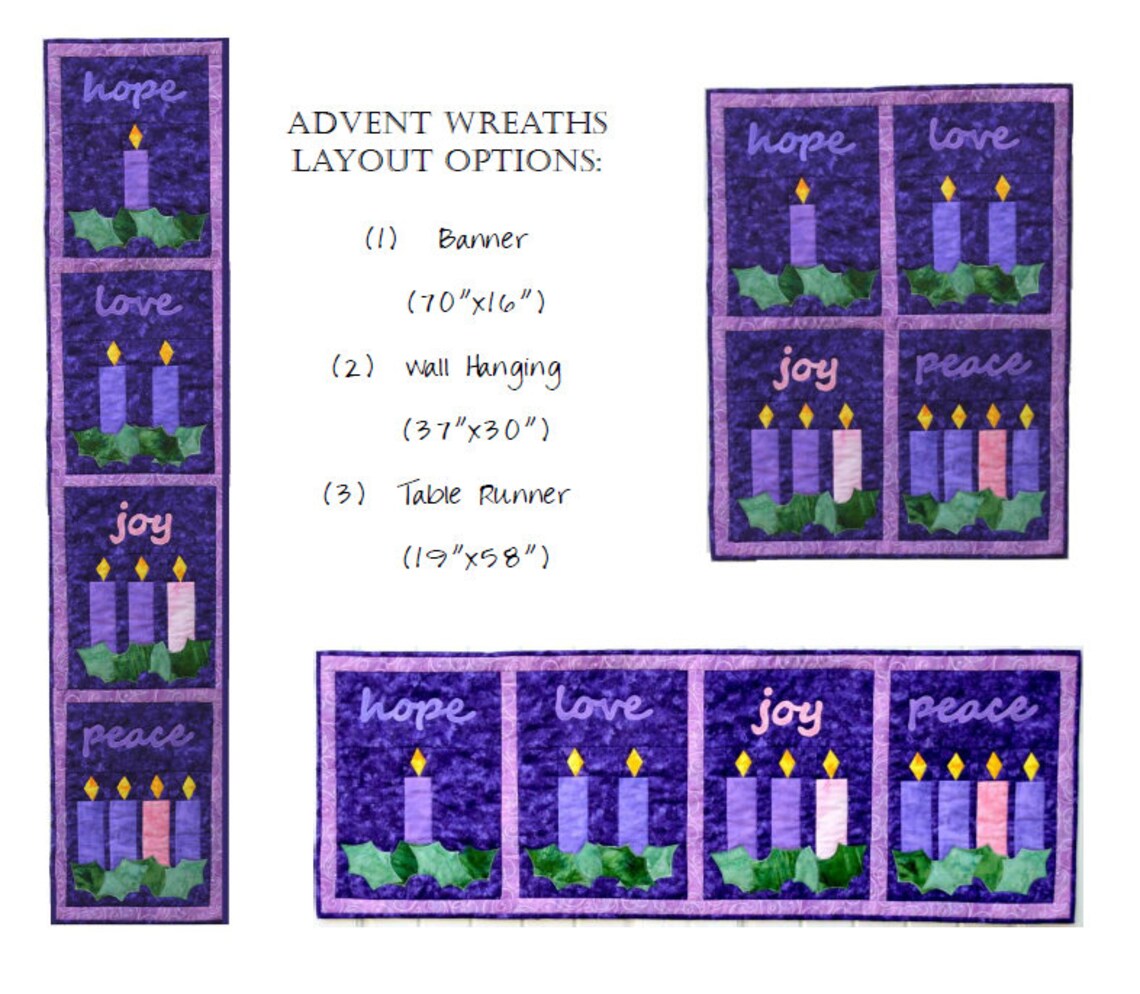 Advent Quilt Pattern: Advent Wreath Sewing Home Decor - Etsy