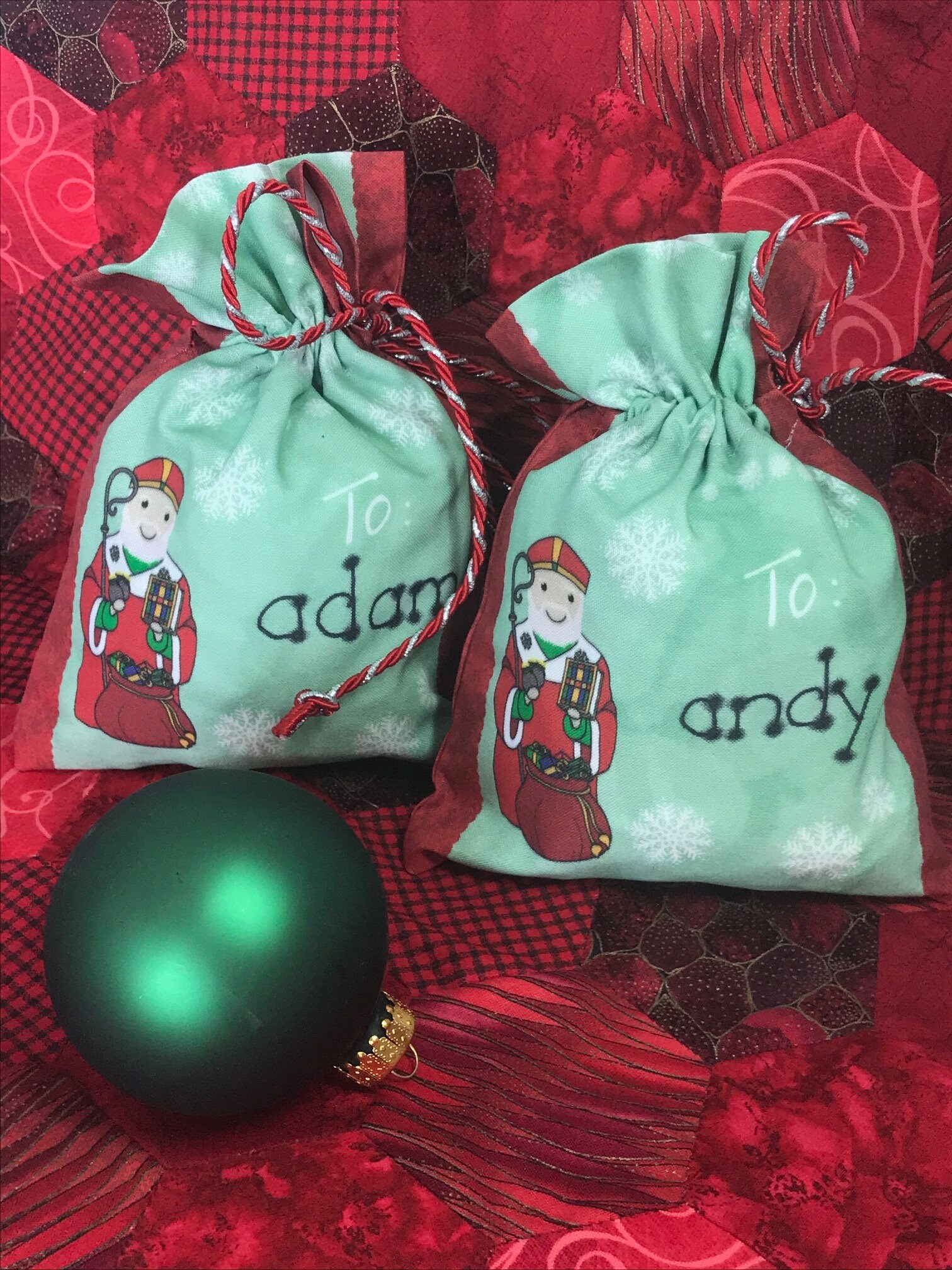 Fabric: Sew a Set of St. Nick Treat Bags Saint Nicholas Gift | Etsy