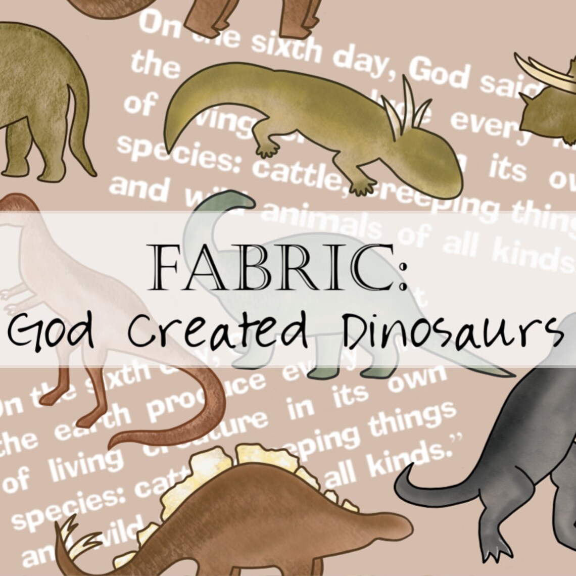Fabric: God Created Dinosaurs saint Catholic Christian - Etsy