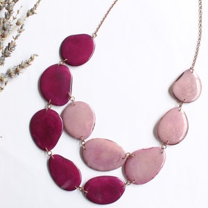 Magenta Statement Necklace, Tagua Necklace, Valentine's Day Gift, Boho ...