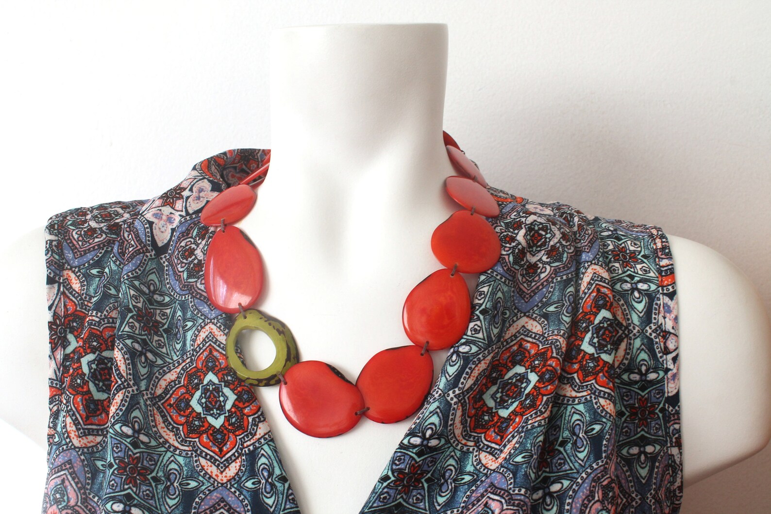 Tagua Necklace, Orange Necklace, Handmade Jewelry Organic, Tagua Nuts ...