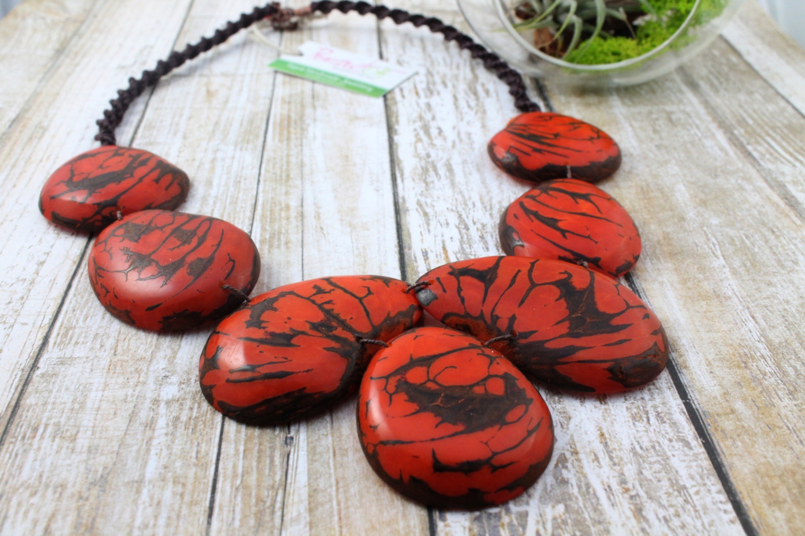 Orange Necklace, Tagua Nut Jewelry, Statement Necklace, Unique Jewelry ...