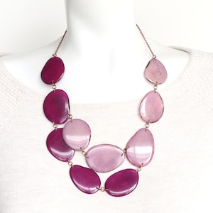 Magenta Statement Necklace, Tagua Necklace, Valentine's Day Gift, Boho ...
