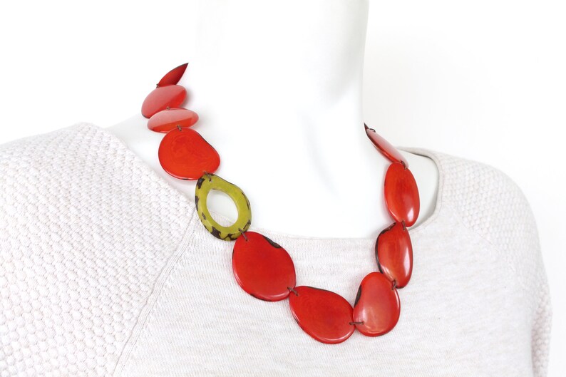 Tagua Necklace, Orange Necklace, Handmade Jewelry Organic, Tagua Nuts ...