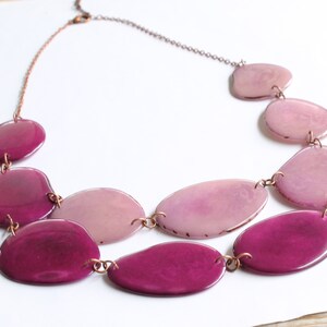 Magenta Statement Necklace, Tagua Necklace, Valentine's Day Gift, Boho ...