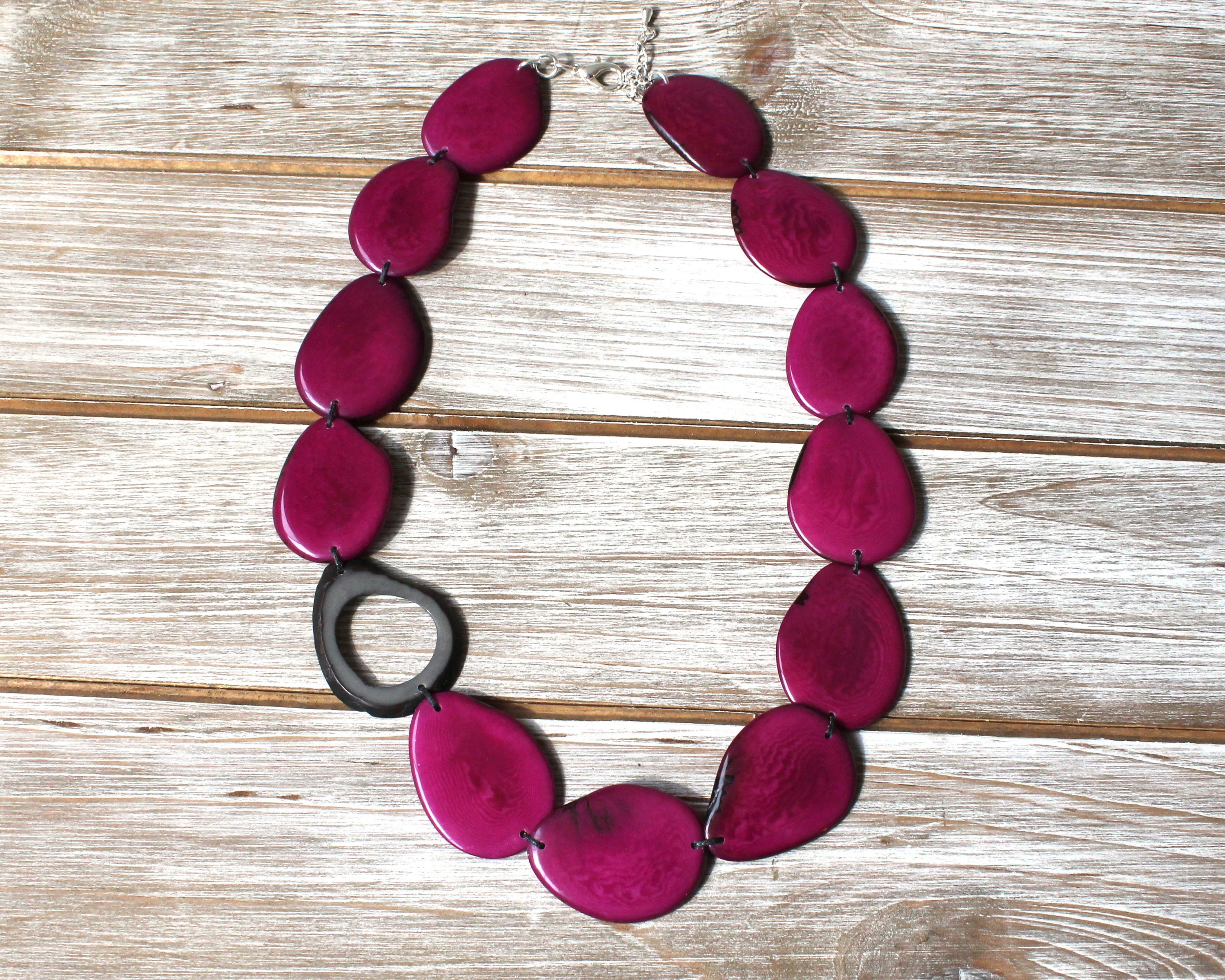 Tagua Necklace, Magenta Necklace, Mothers Day Gift, Mom Gift, Boho ...