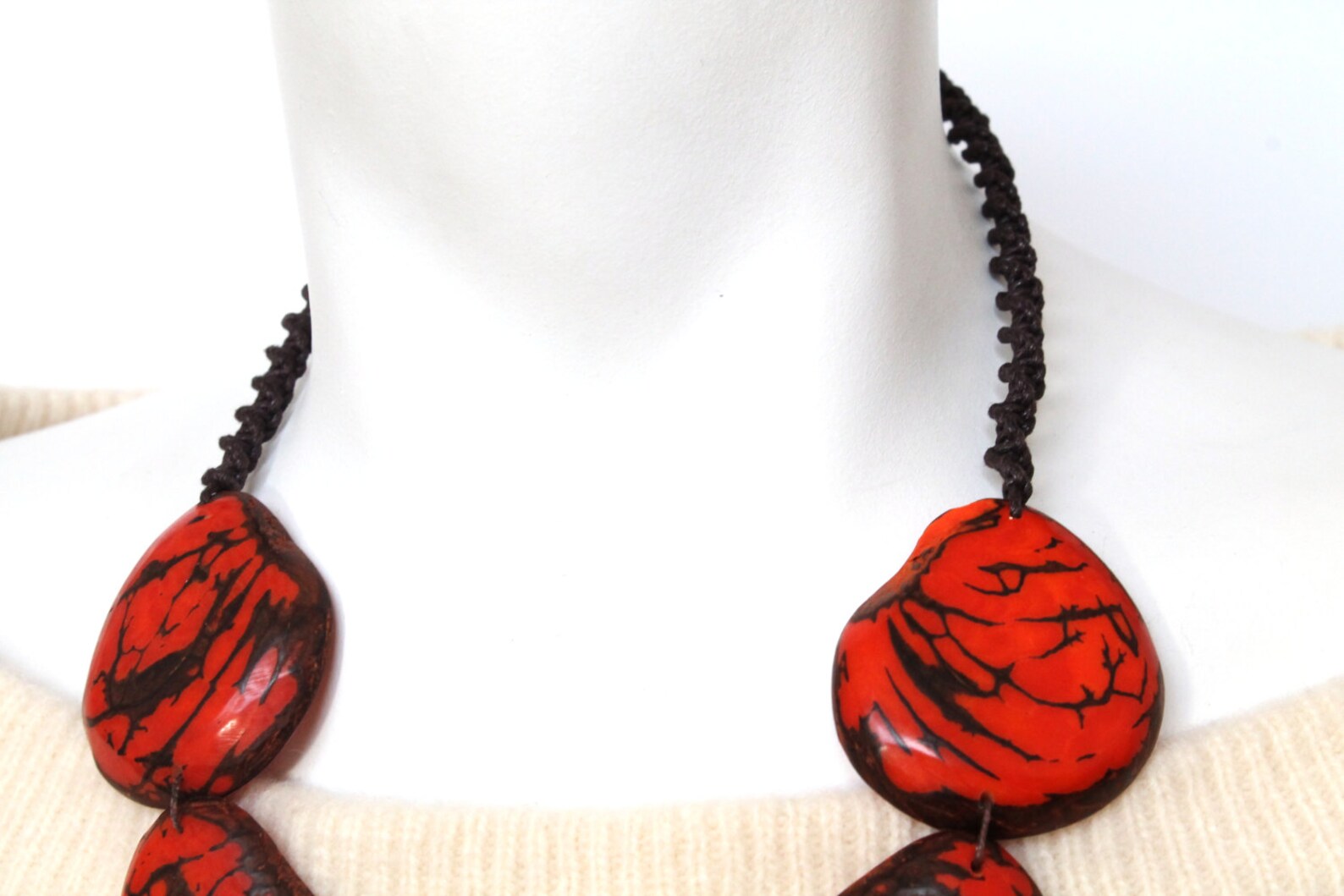 Orange Necklace, Tagua Nut Jewelry, Statement Necklace, Unique Jewelry ...