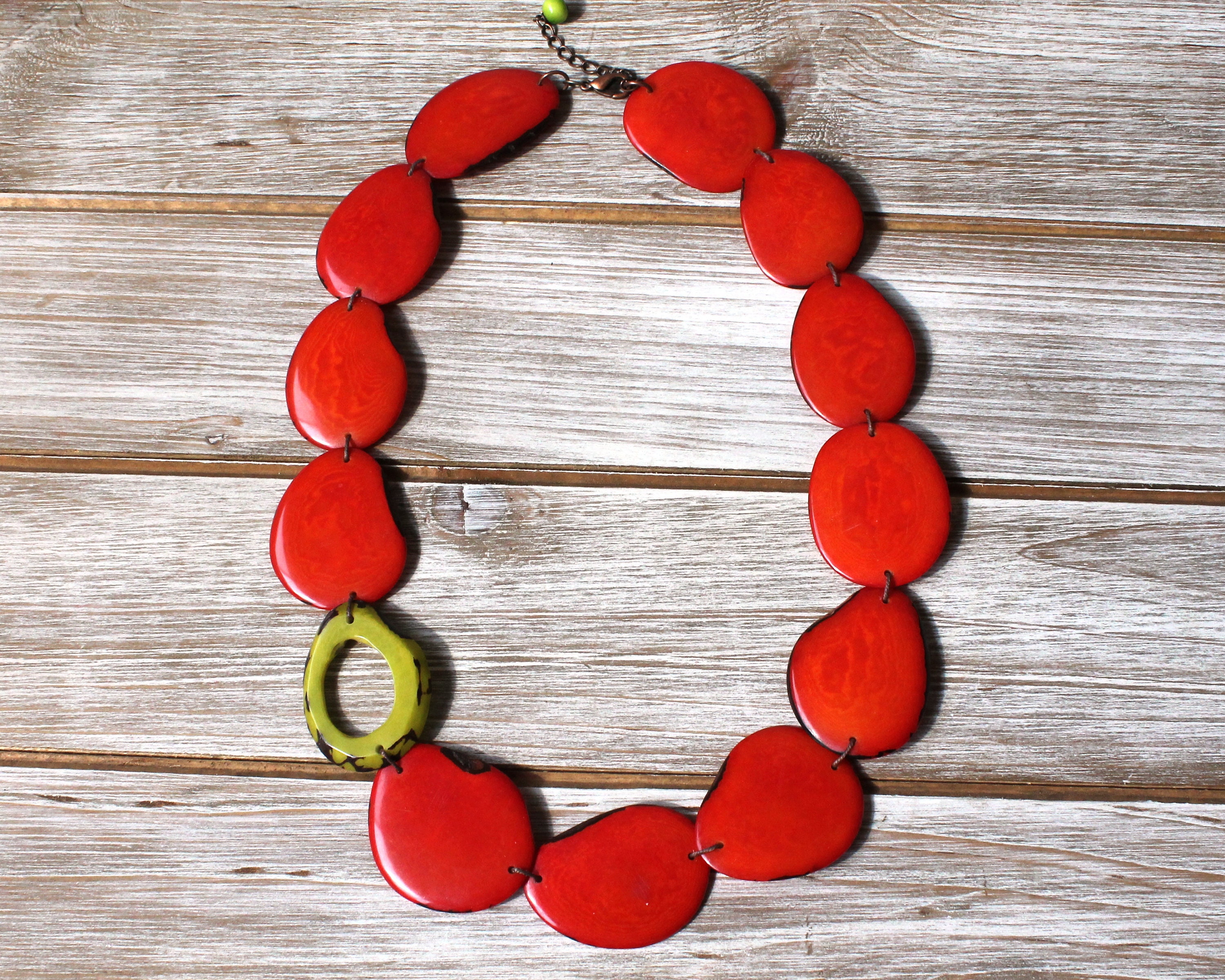 Tagua Necklace, Orange Necklace, Handmade Jewelry Organic, Tagua Nuts ...
