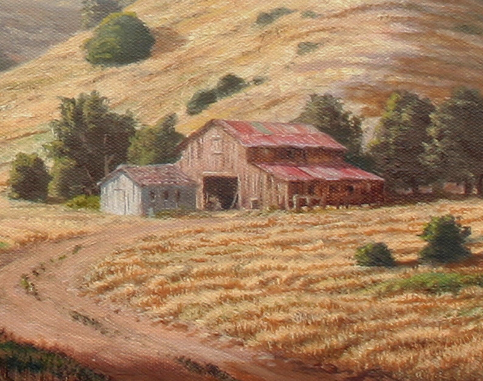 California Landscape Print "fetherolf Ranch", Oil Painting, Old Barn ...