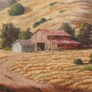 California Landscape Print "fetherolf Ranch", Oil Painting, Old Barn ...