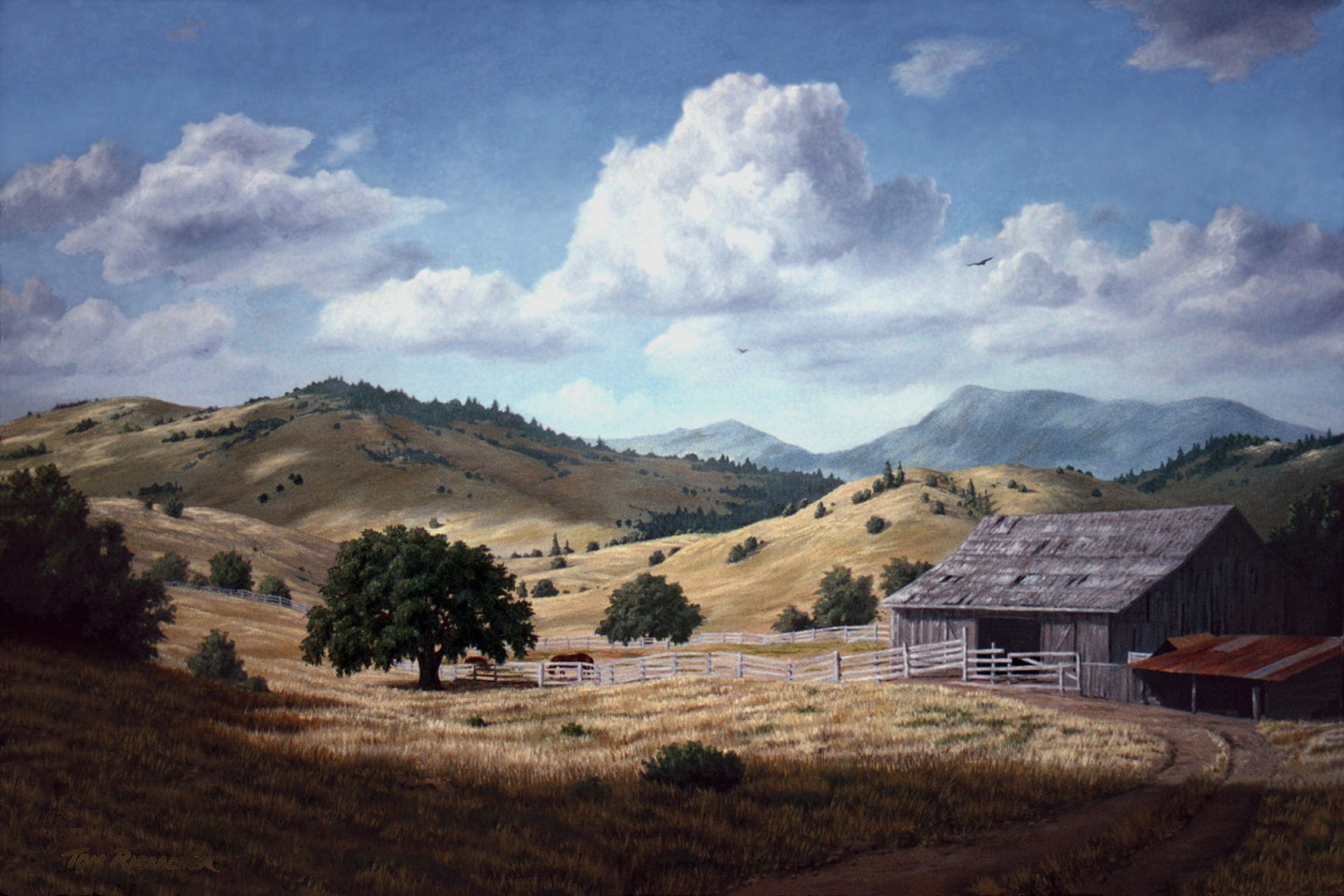 California Barn Art, Landscape Painting, Sonoma County Ranch Scene ...