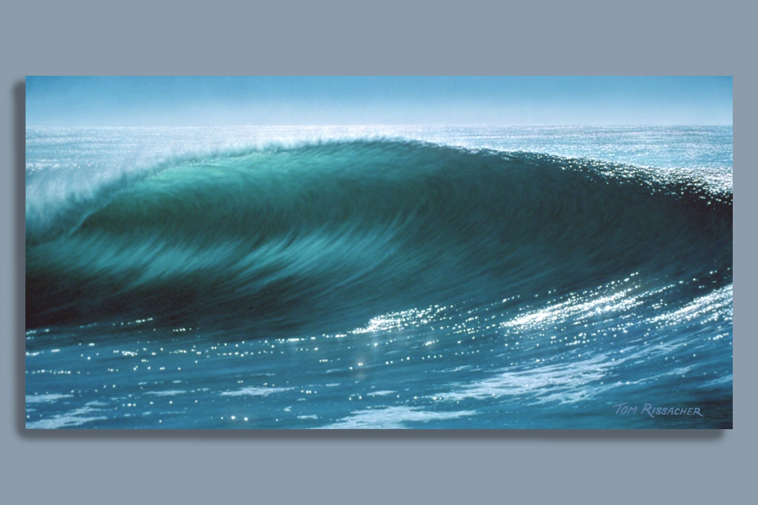 California Wave Print Airbrush Painting Turquoise Water - Etsy