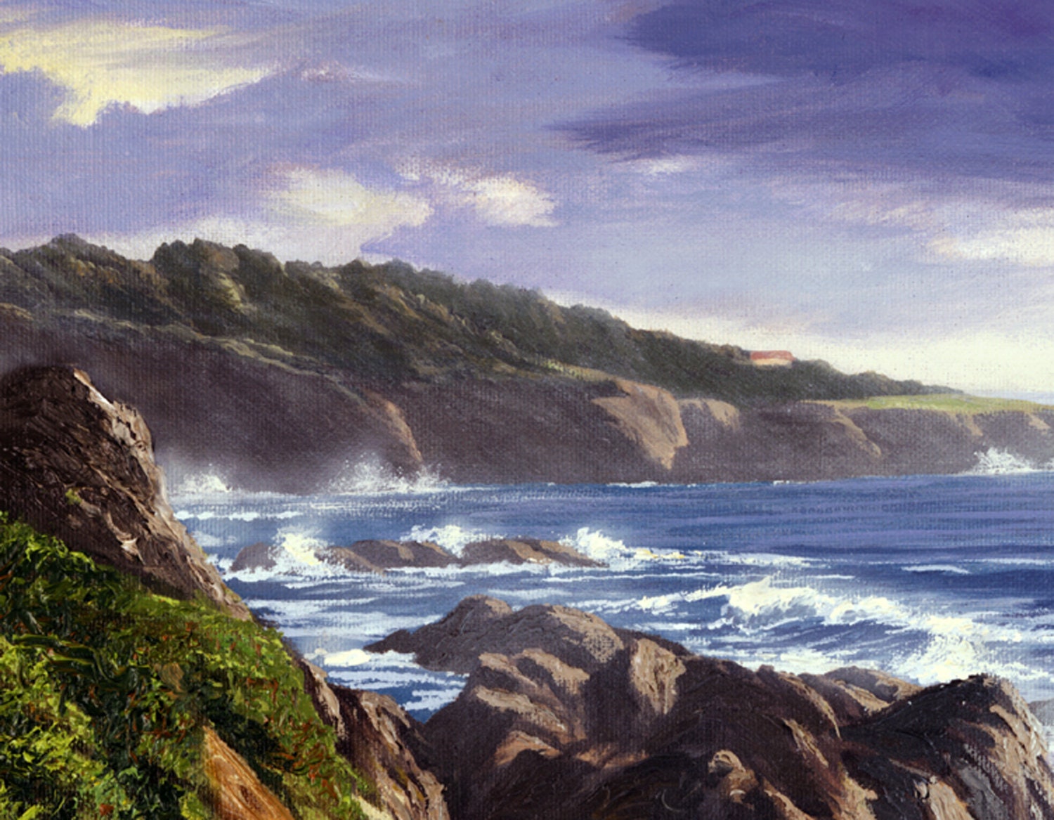 Ocean Print on Canvas, Mendocino Coast, Seascape Art, Ocean Painting ...