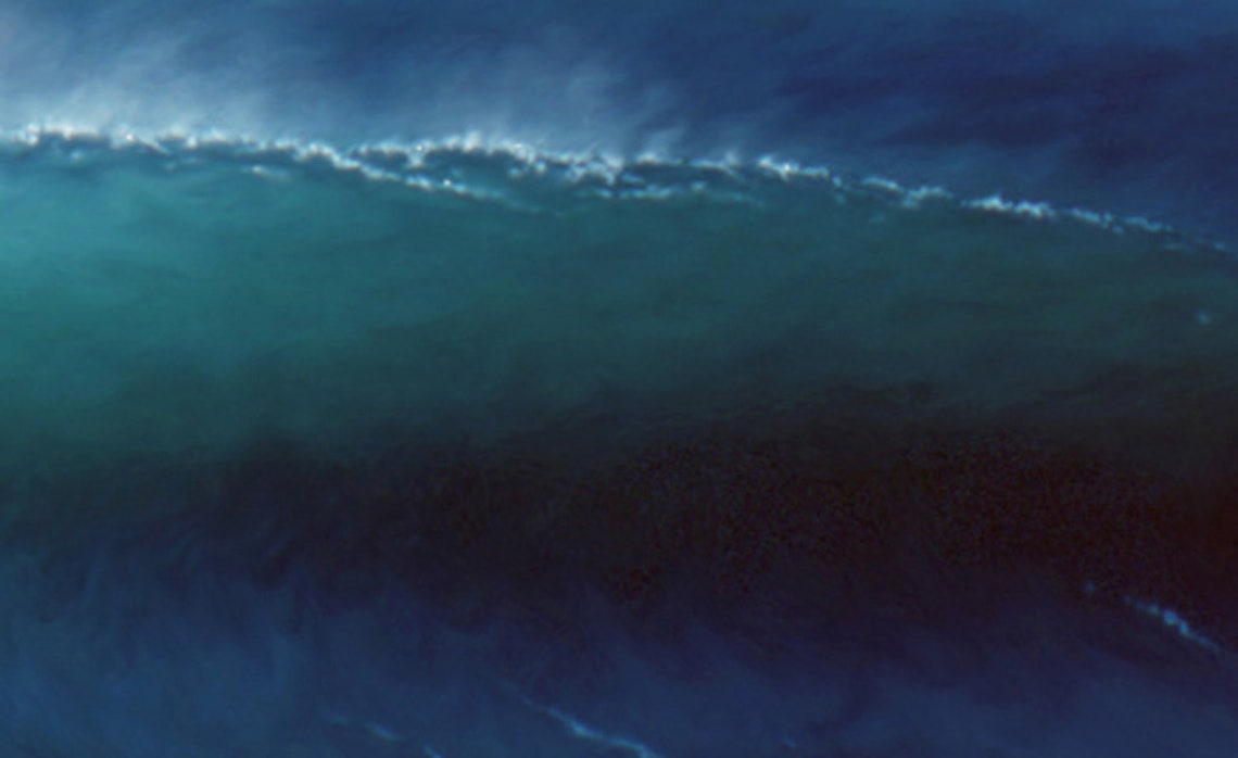 Airbrush Wave Print, Ocean Painting, Hawaii Beach Scene, Turquoise ...