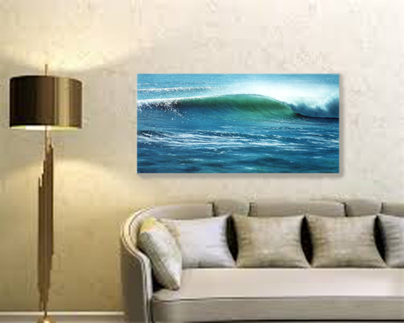 Tropical Wave Print, Airbrush Painting, Turquoise Water, Surf Art - Etsy