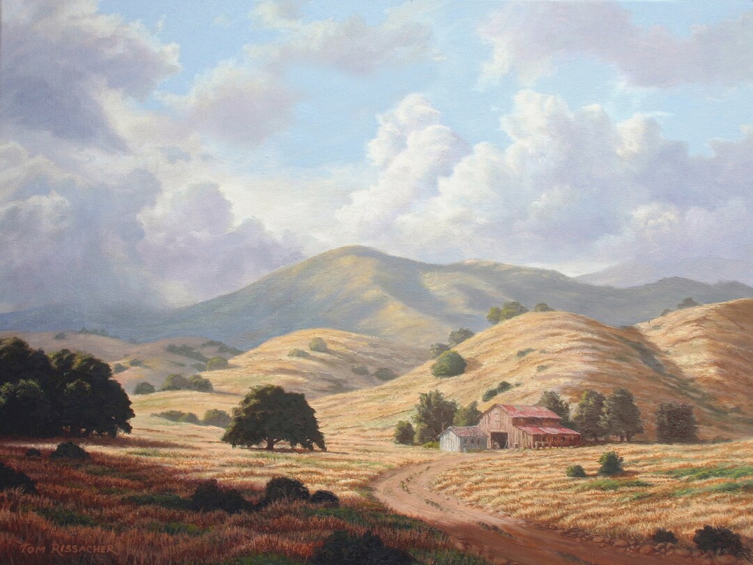 California Landscape Print "fetherolf Ranch", Oil Painting, Old Barn ...