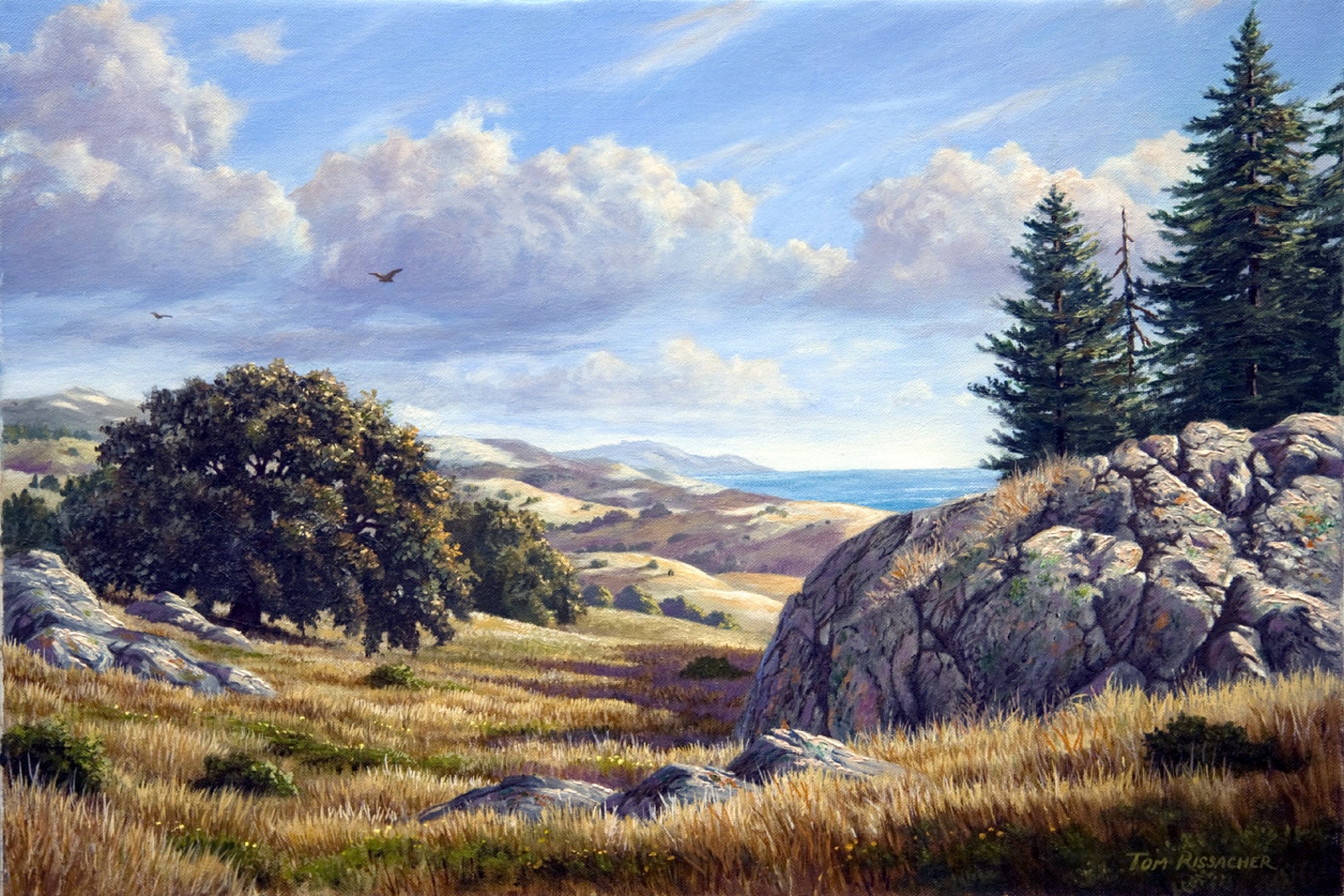 California Landscape Painting, Redwoods, Oak Trees, Coastal Scenery ...